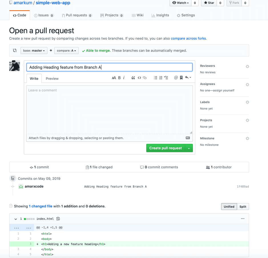 Create and Merge Pull Request - TutorialCup